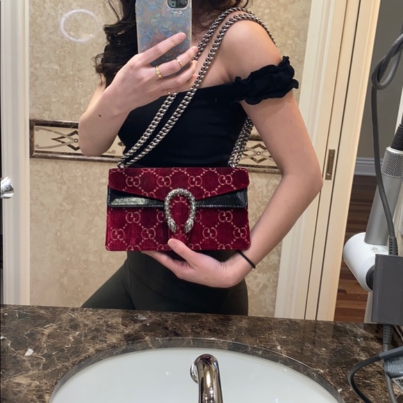 Gucci | Bags | Gucci Dionysus Red Velvet Monogram Authentic | Poshmark